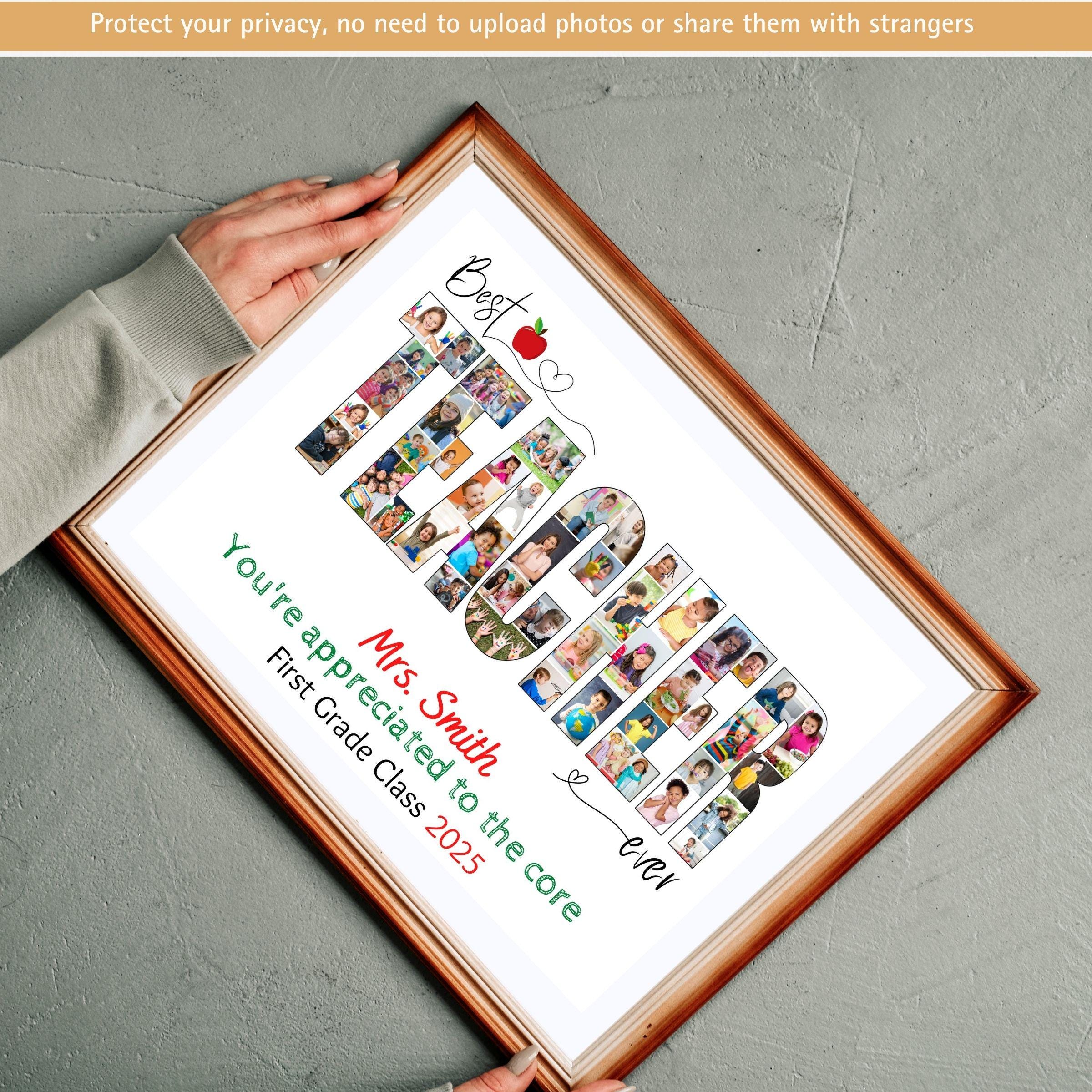 Personalized Apple Teacher Photo Collage Template Editable Teacher ...