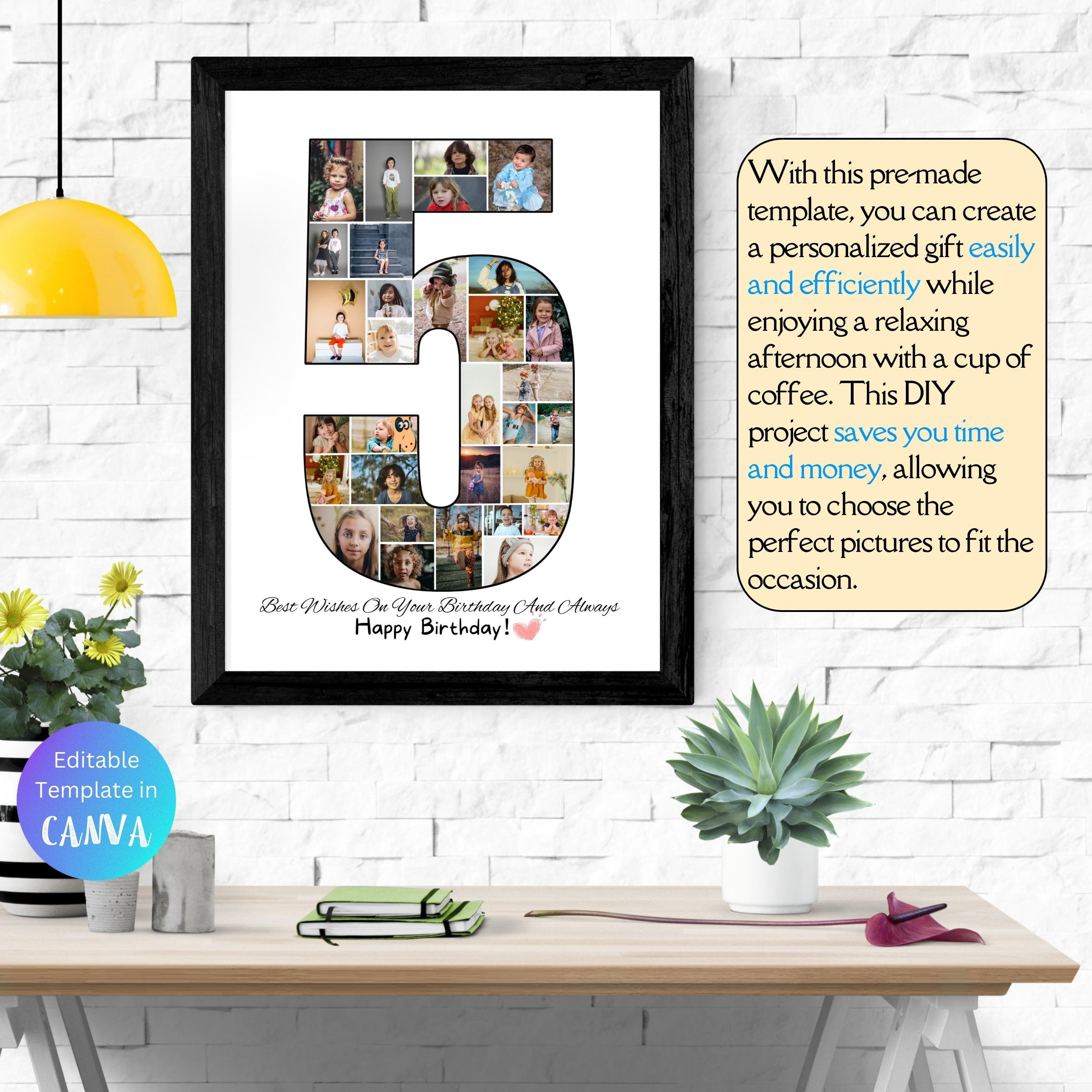 Custom 5th Birthday Photo Collage Template Personalized 5th Picture ...