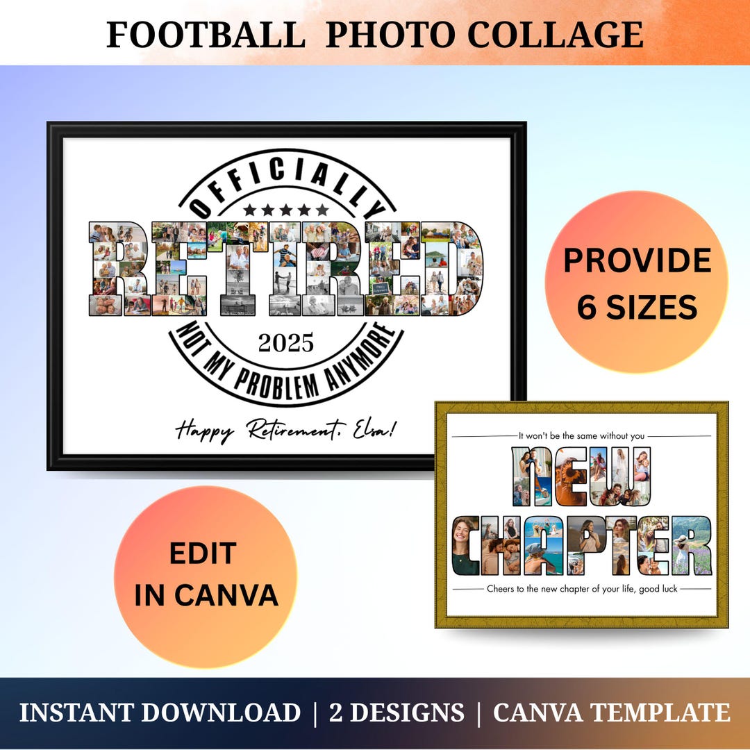 Custom Officially Retired Photo Collage Template 2026 Retirement Photo ...