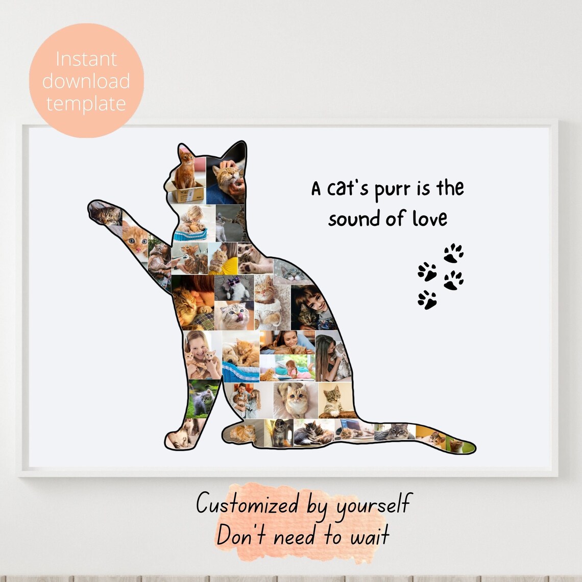 Custom Cat Photo Collage Template Printable Cat Lovers Gift - Etsy