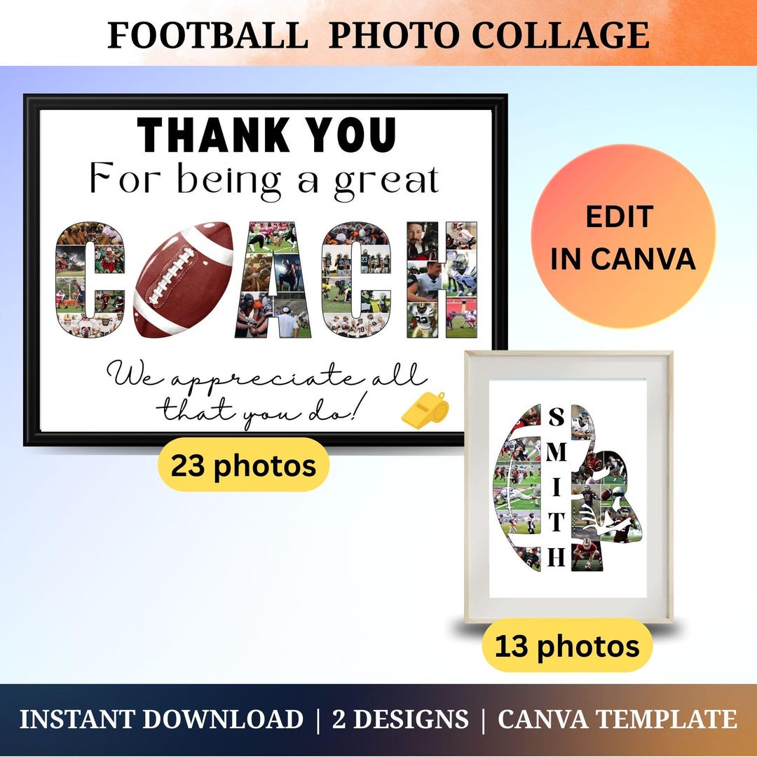 Custom Football Coach Photo Collage Personalized Thank You Coach Gift ...