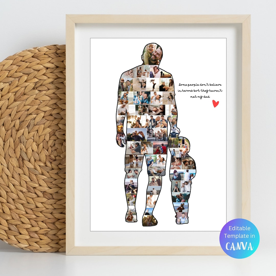 Custom Father Daughter Photo Collage Template Personalized Dad Gift ...