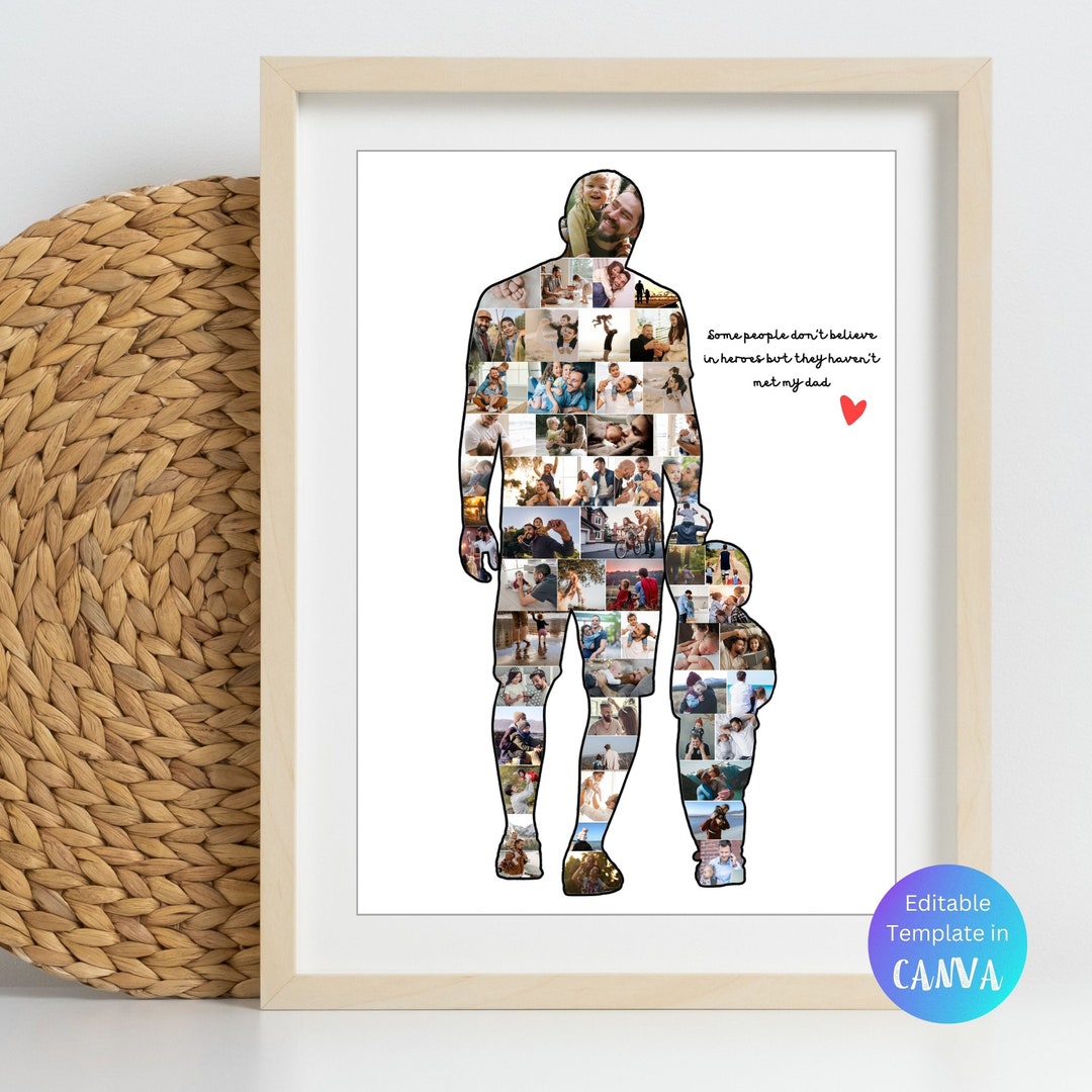 Custom Father Daughter Photo Collage Template Personalized Dad Gift