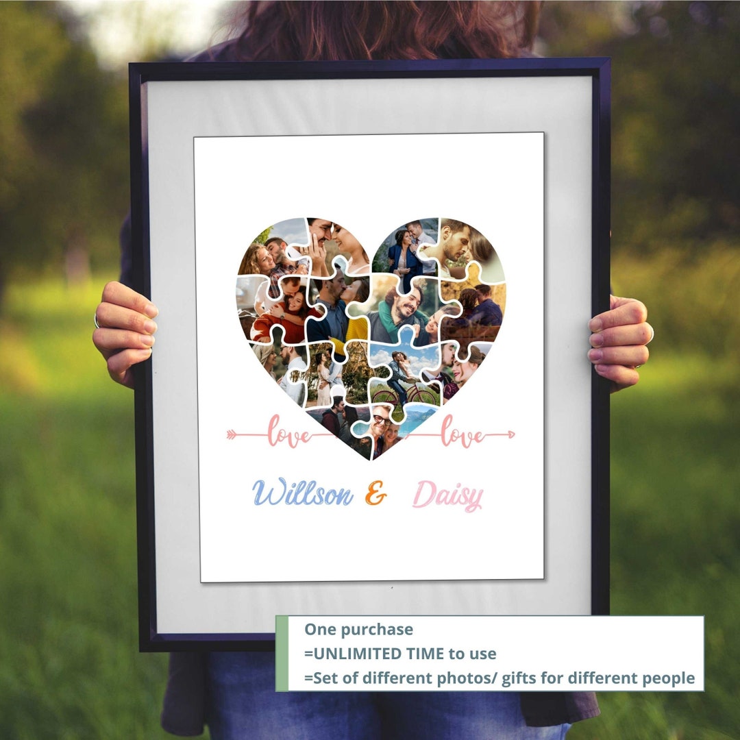 Custom Heart Collage Template Heart Shaped Photo Collage - Etsy