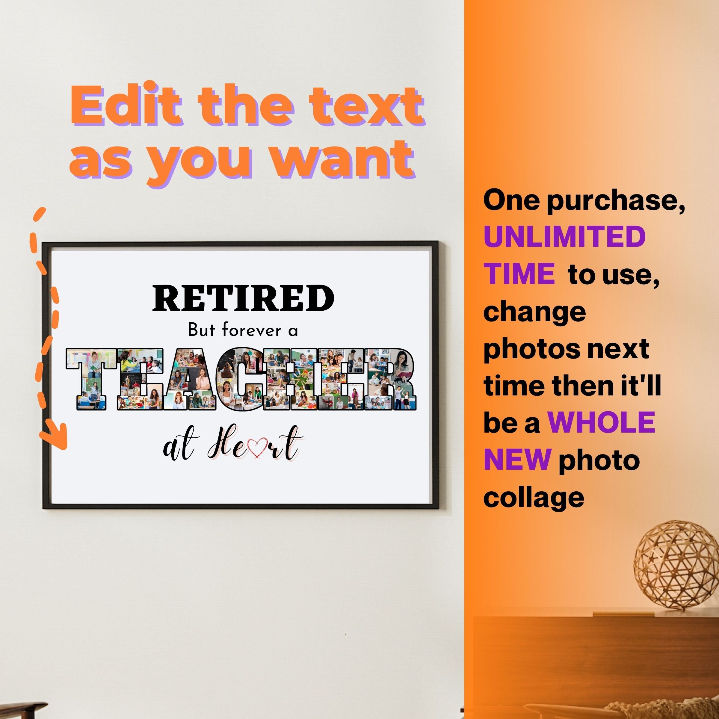 Custom Retired Teacher Photo Collage Template Photos Gift for - Etsy