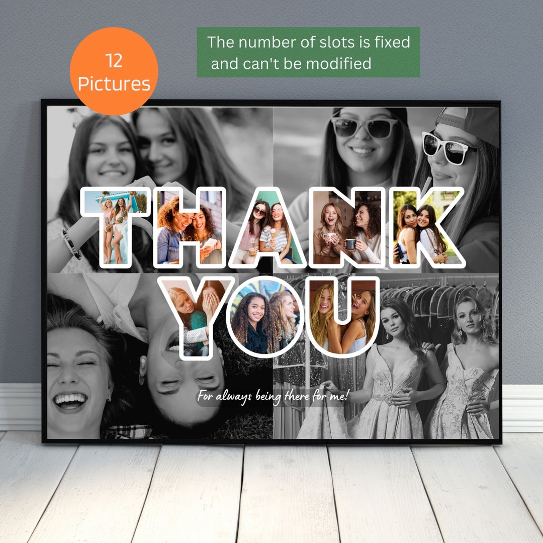 Custom Thank You Photo Collage Template Personalized Gift for Friend ...