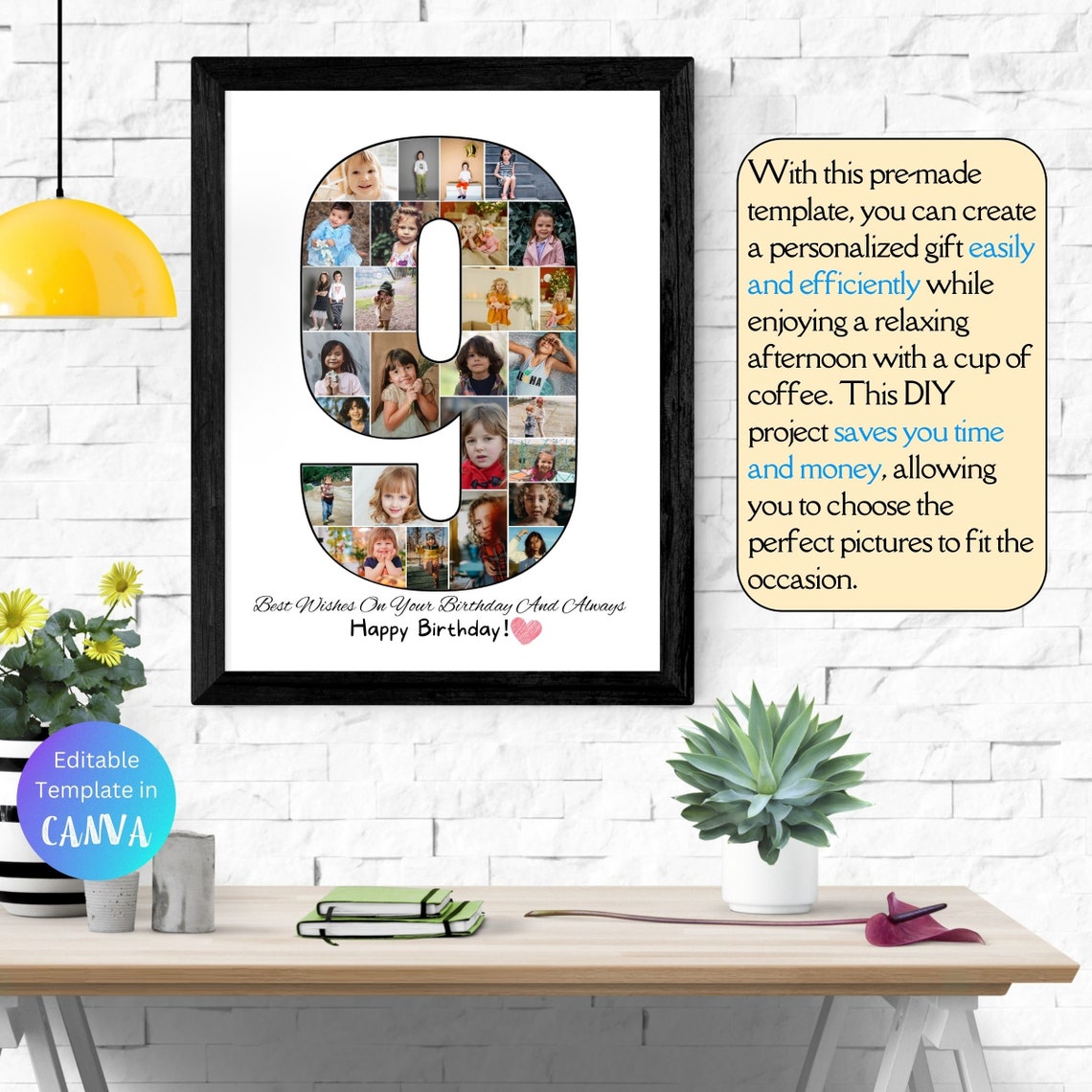 Custom 9th Birthday Photo Collage, Personalized 9th Picture Collage ...