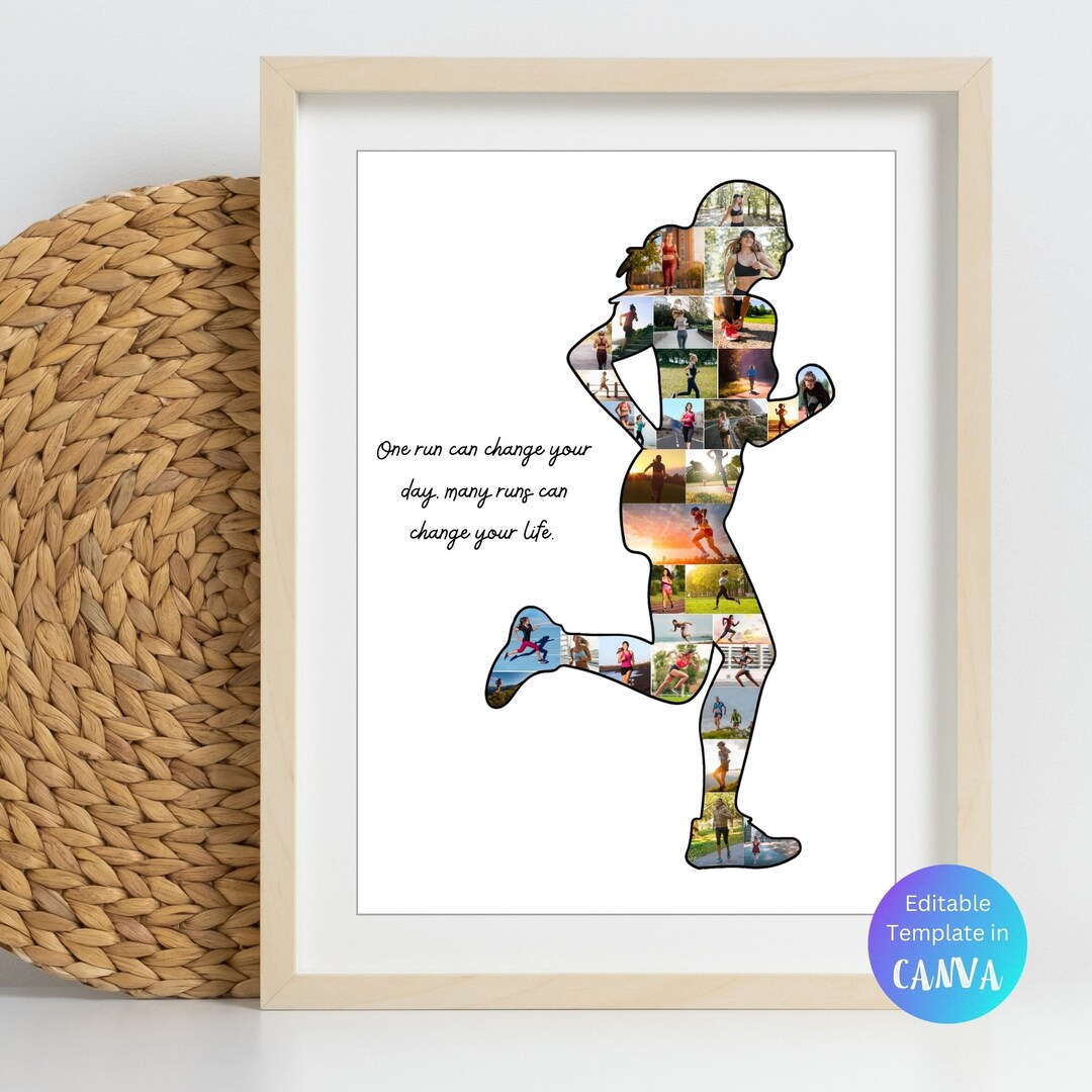 Personalized Running Woman Photo Collage Template Custom Gift for ...