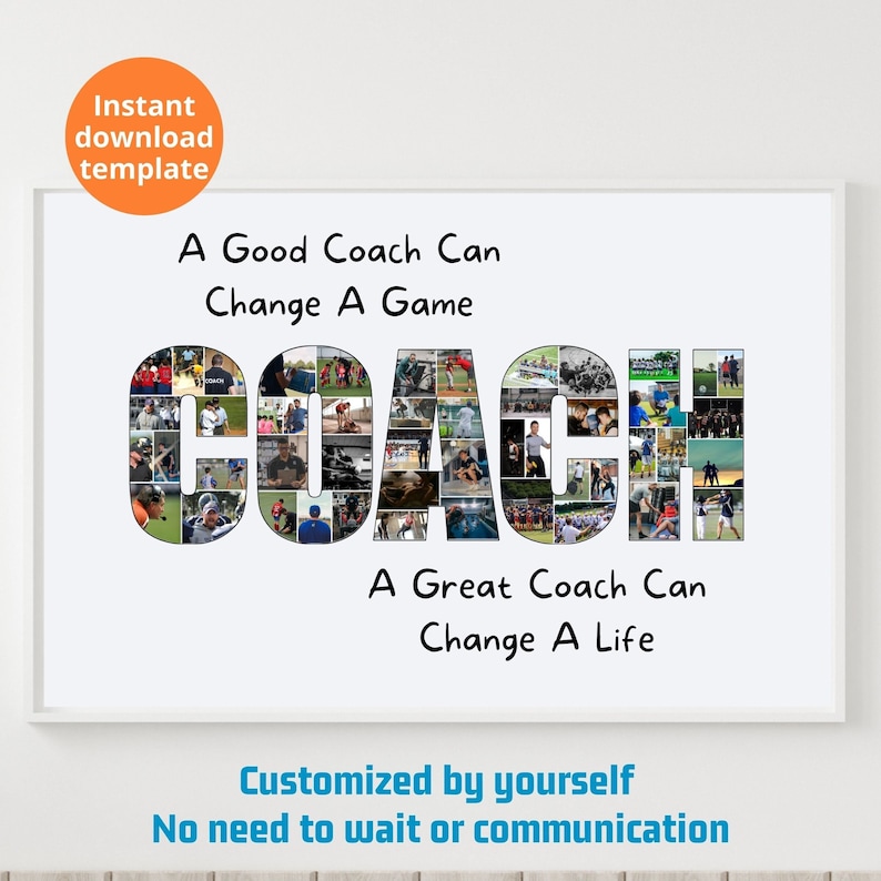 Custom Coach Photo Collage Template Baseball Coach Gift - Etsy