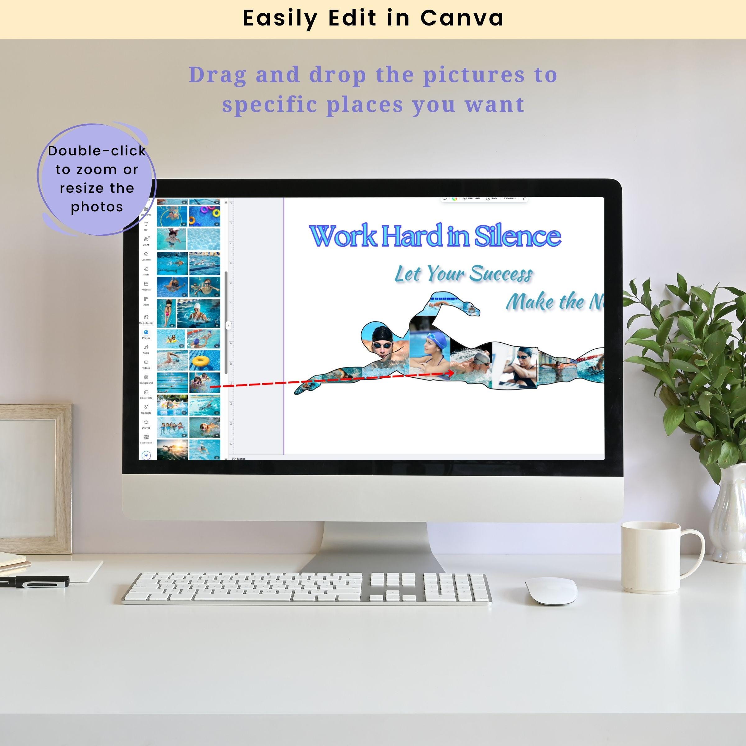 Custom Swim Photo Collage Template Word Cloud Pictures Personalized ...