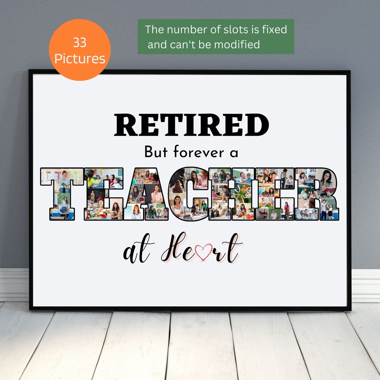 Custom Retired Teacher Photo Collage Template Photos Gift for Men Women ...