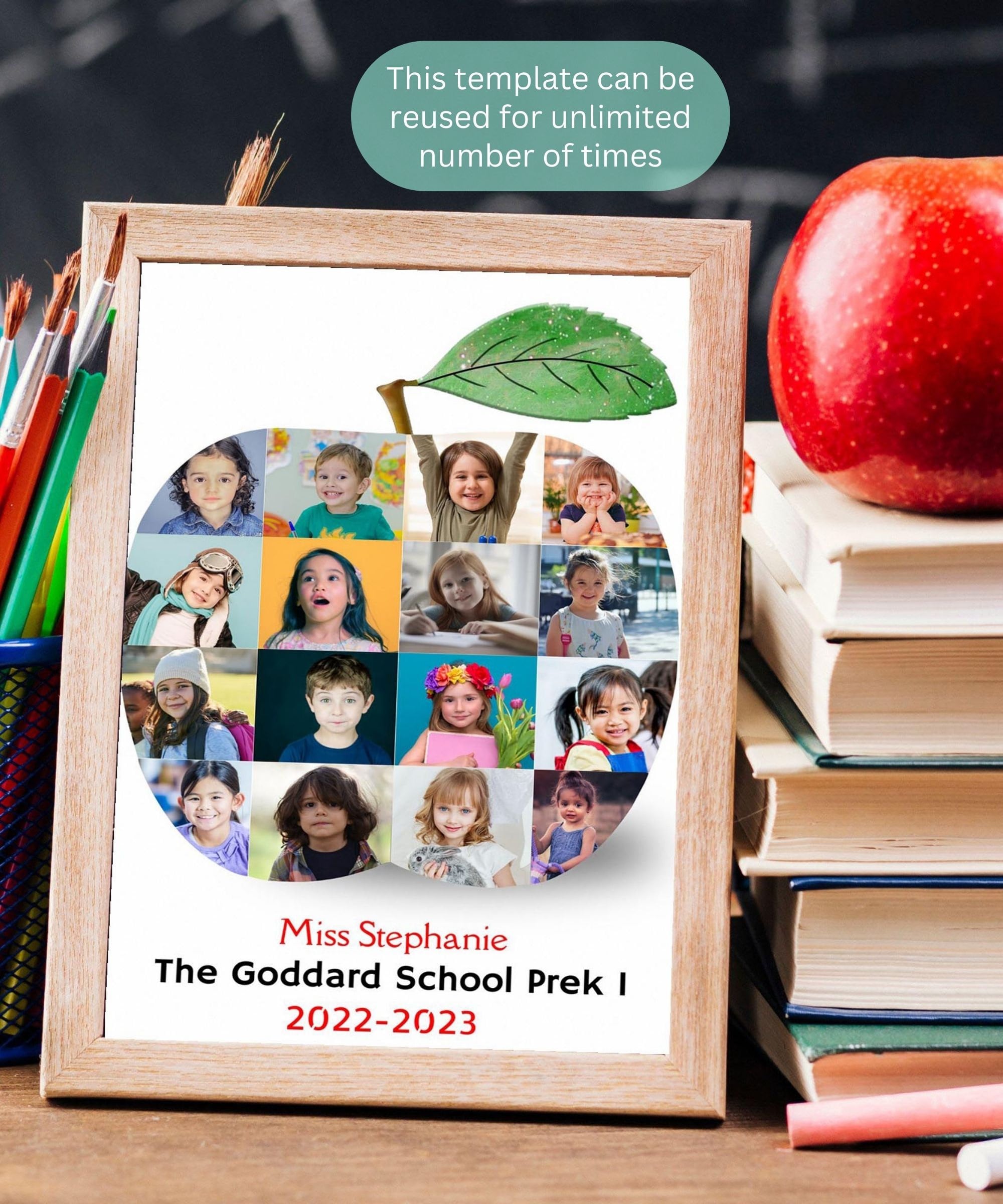 16 Students Custom Apple Teacher Photo Collage Template Personalized ...