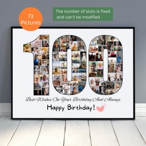 Custom 100th Photo Collage Template Personalized 100th Birthday Gift ...