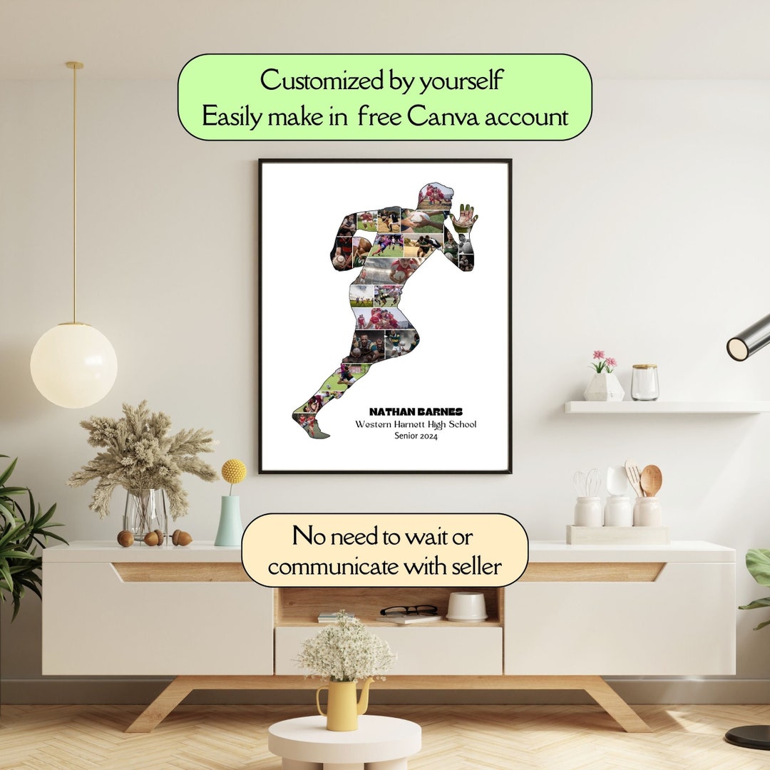 Custom Rugby Player Photo Collage Template Personalized Rugby Picture ...