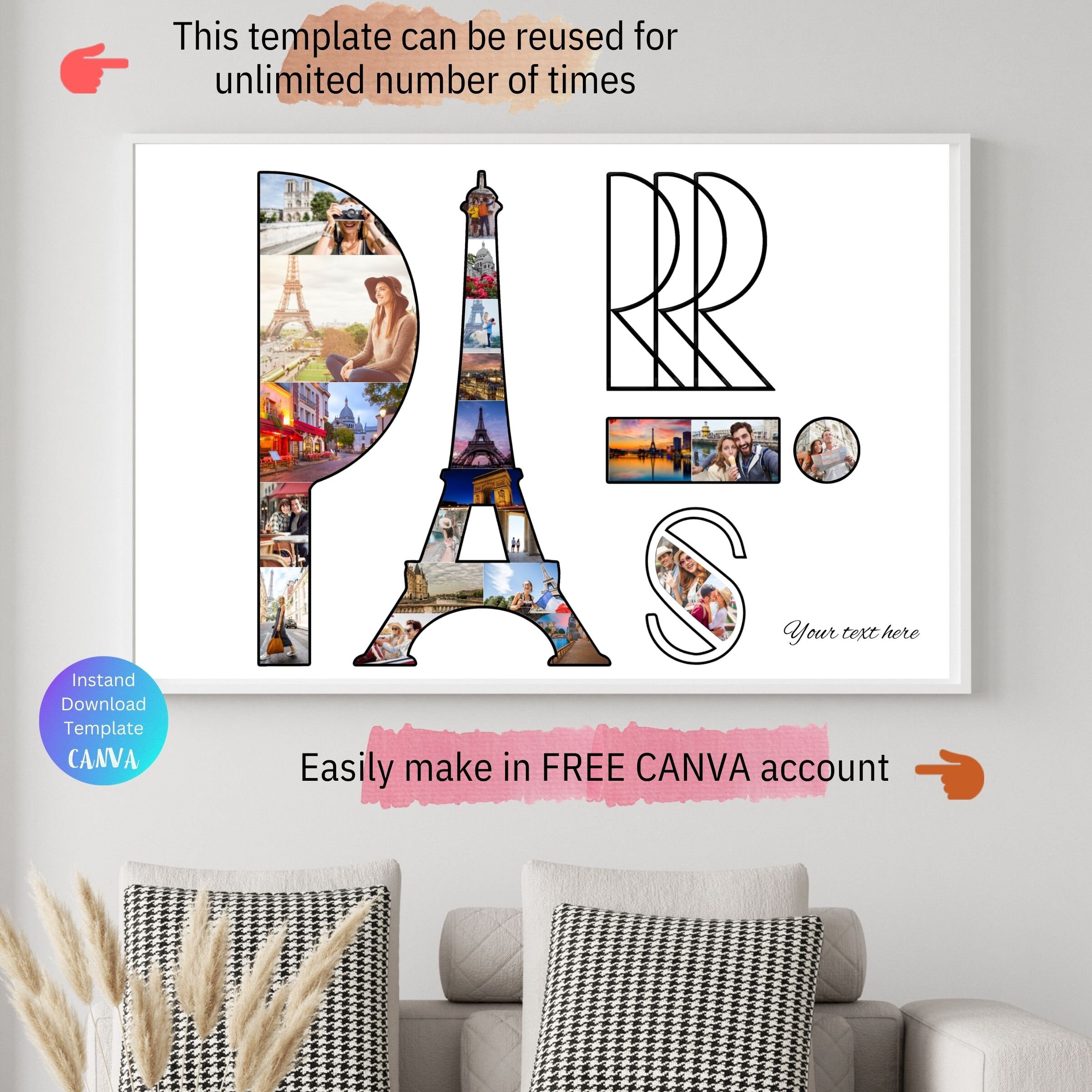 Custom Paris Photo Collage Template 22 Pictures France - Etsy Australia