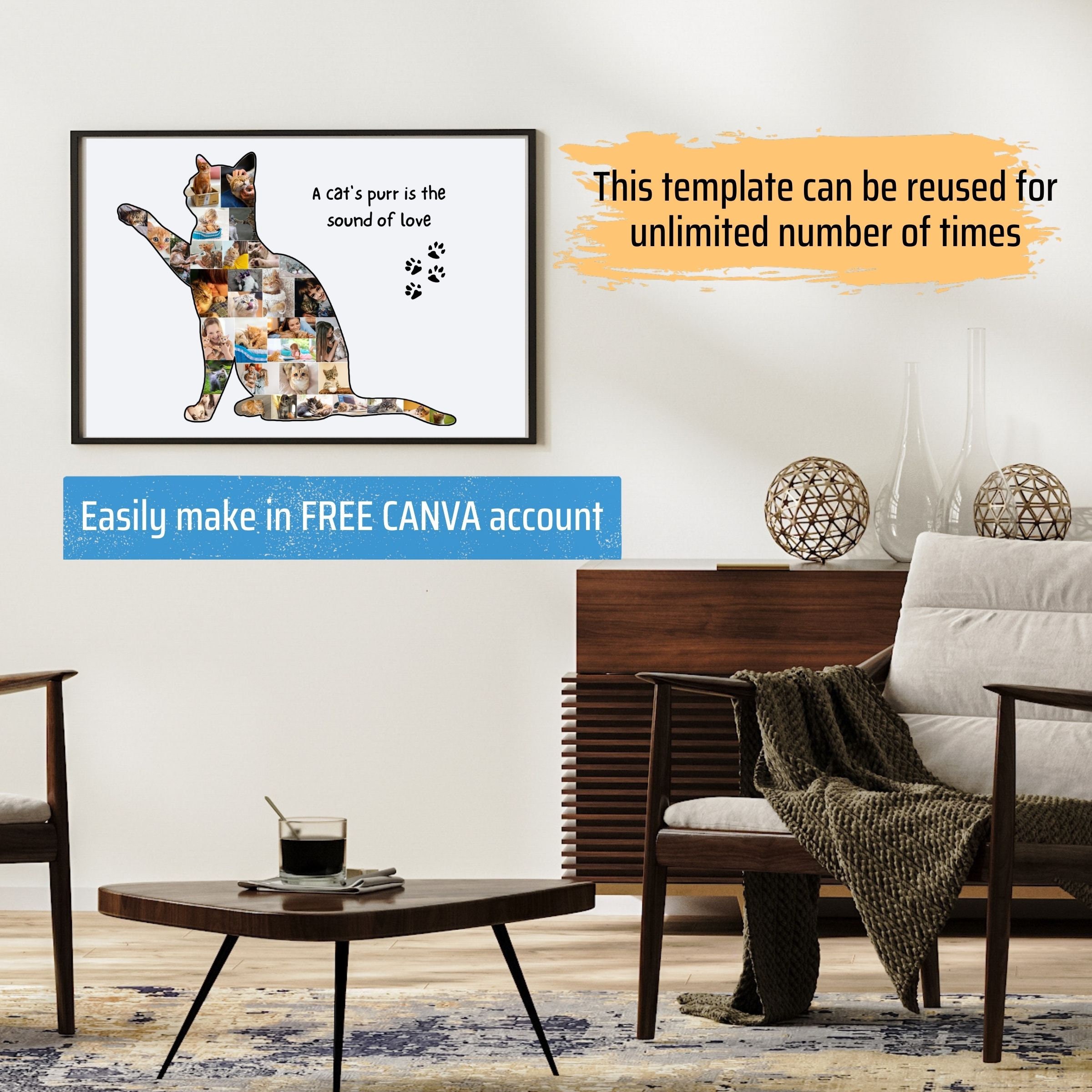 Custom Cat Photo Collage Template Printable Cat Lovers Gift - Etsy