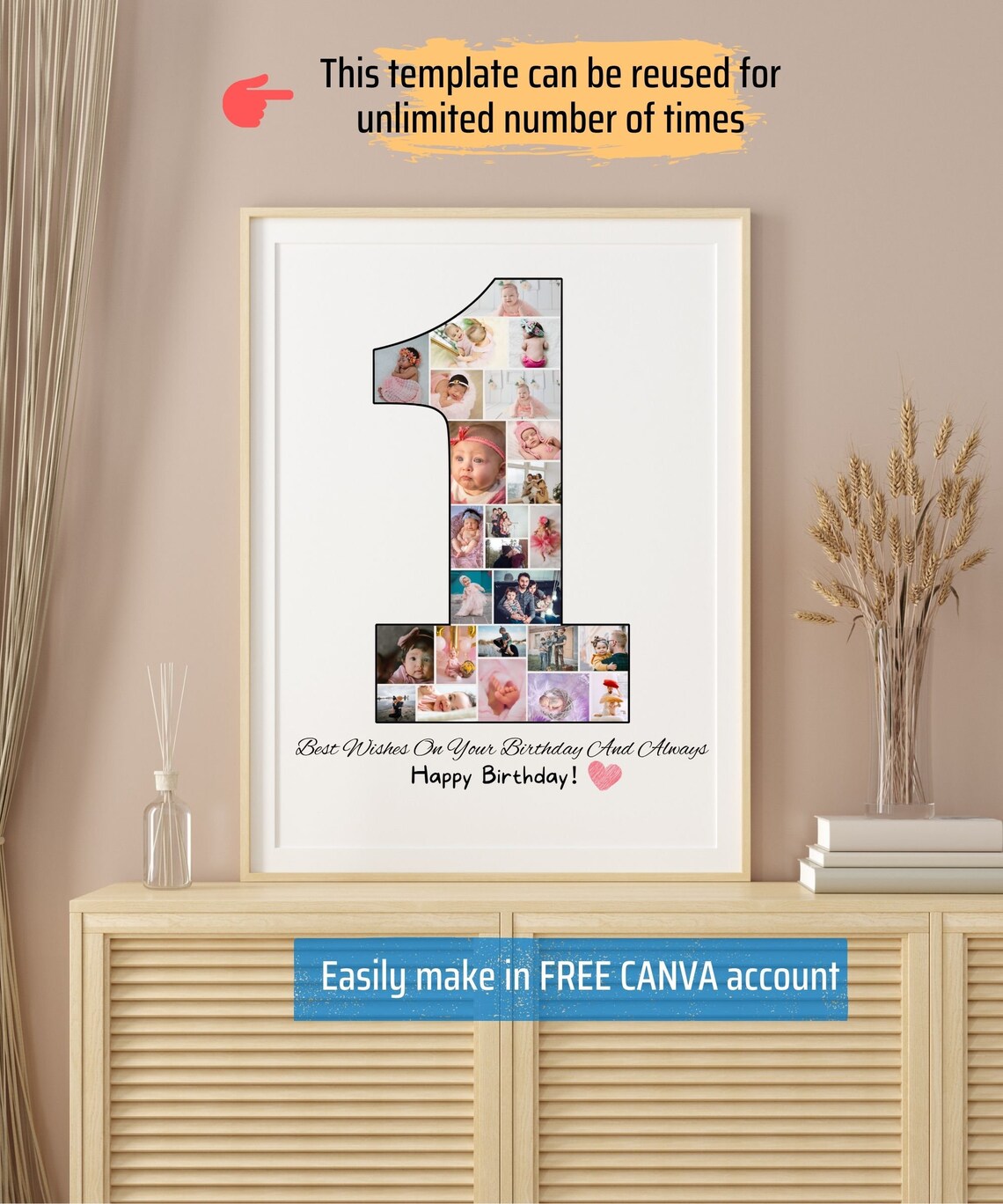 Custom 1st Birthday Photo Collage Personalized 1st Picture - Etsy