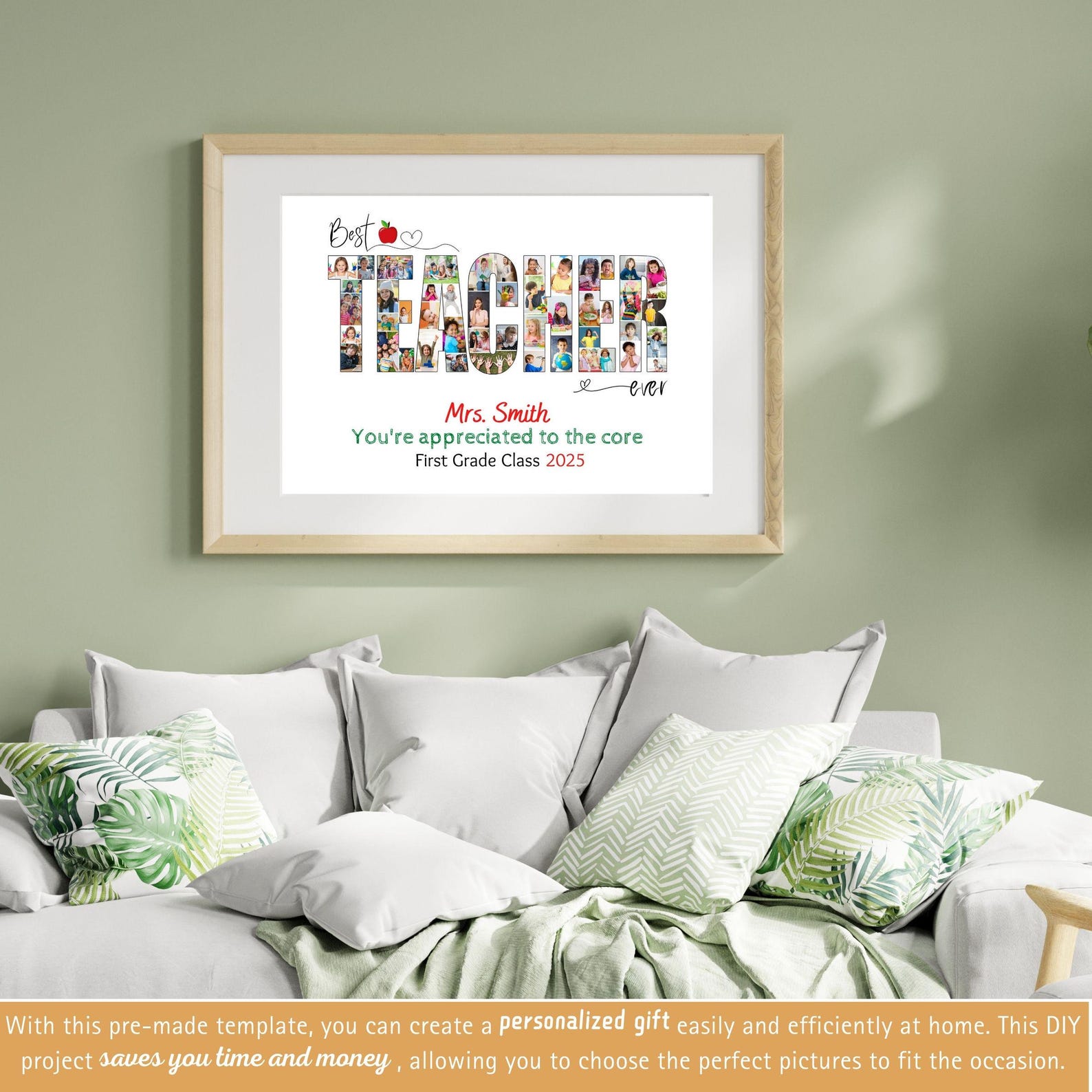 Personalized Apple Teacher Photo Collage Template Editable Teacher ...