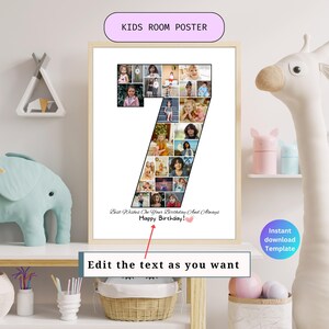 7th Birthday Photo Collage Personalized 7th Picture Collage Template ...