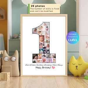 Custom 1st Birthday Photo Collage Personalized 1st Collage Template ...