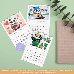 Panda Calendar 2025 Personalized Date Cute Panda Family Monthly ...