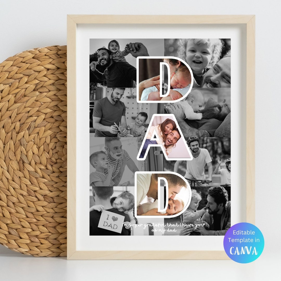 Custom DAD Photo Collage Template Personalized Father's Day Gift for ...
