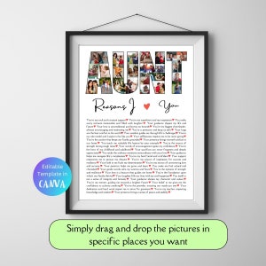 Custom Aunt Photo Collage Template Reasons I Love You Aunt Personalized ...