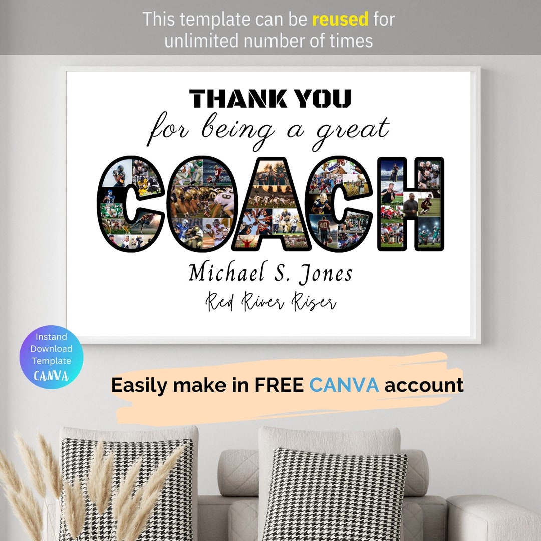 Custom Thank You Coach Photo Collage Editable Template Basketball ...