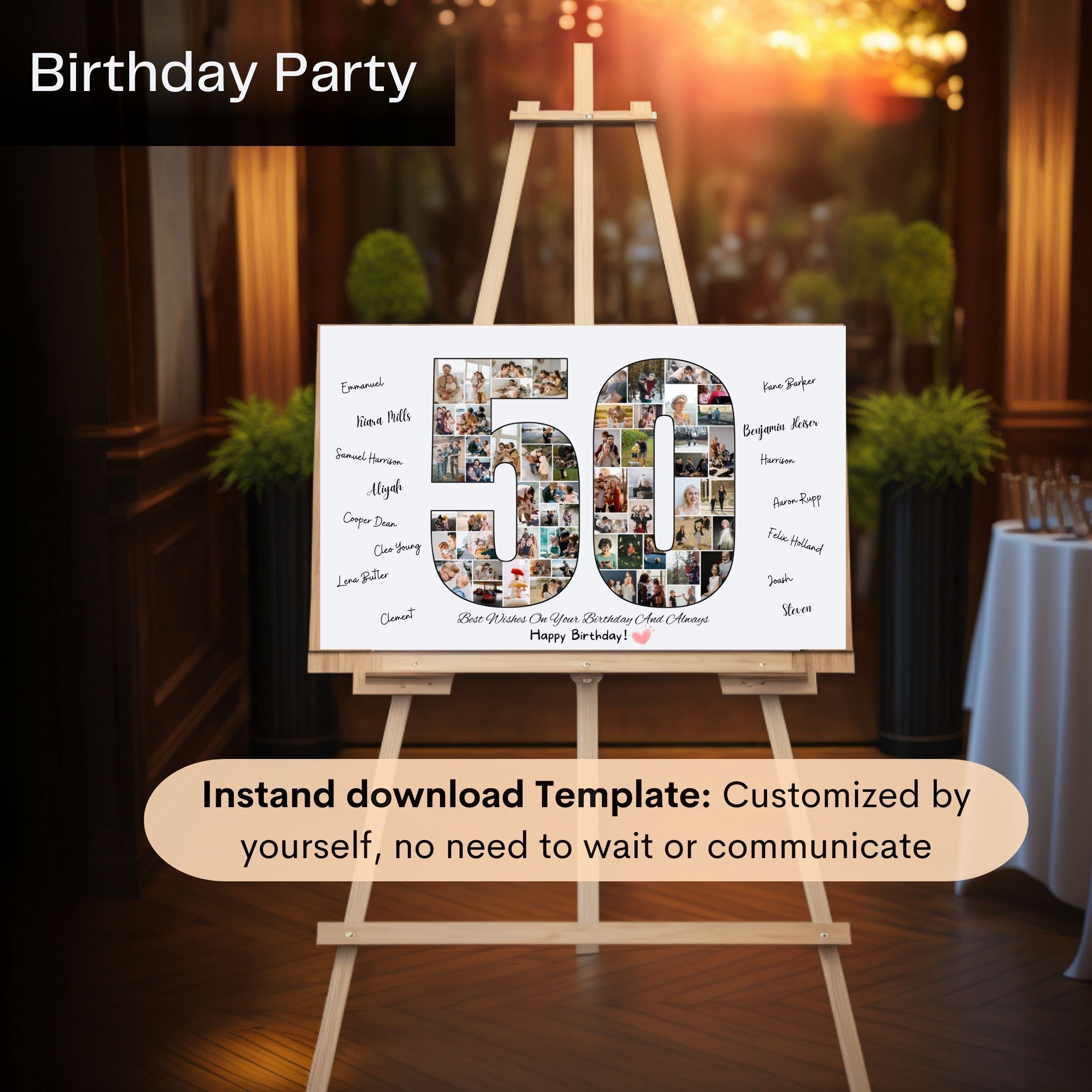 Set of 2 Custom 50th Birthday Photo Collage Templates - Etsy