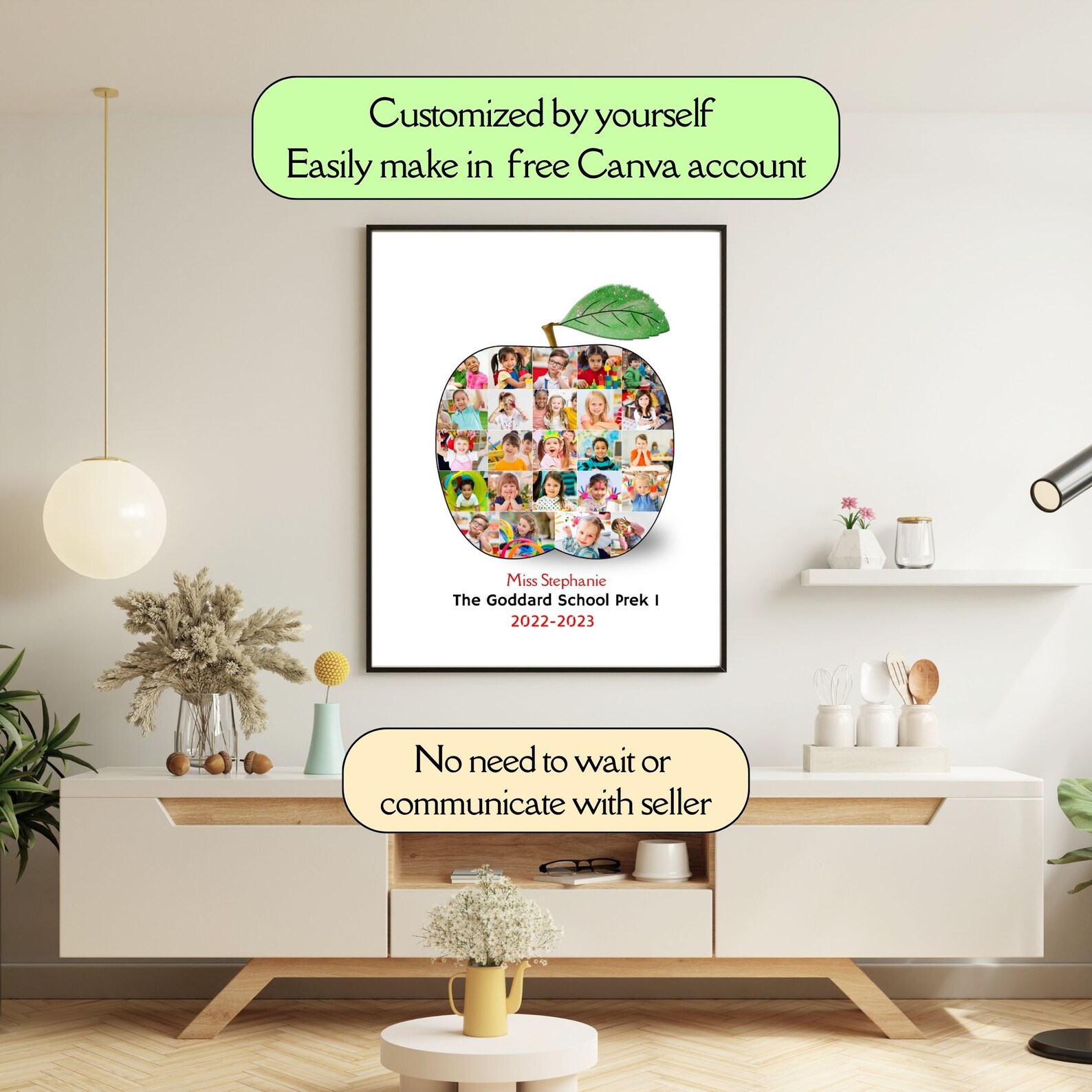 24 Students Custom Apple Teacher Photo Collage Template Personalized ...