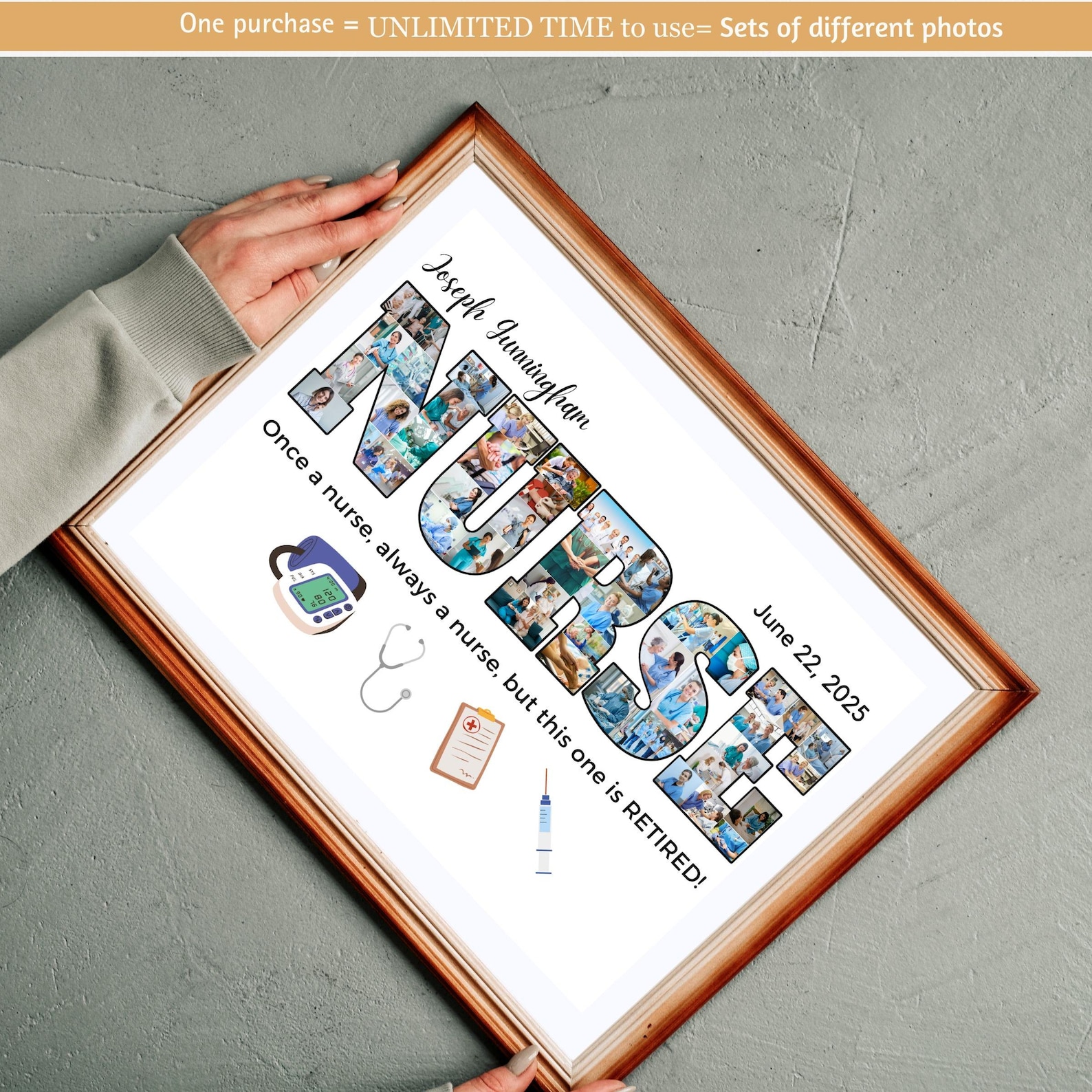 Custom Retired Nurse Photo Collage Template Personalized Gift for Nurse ...