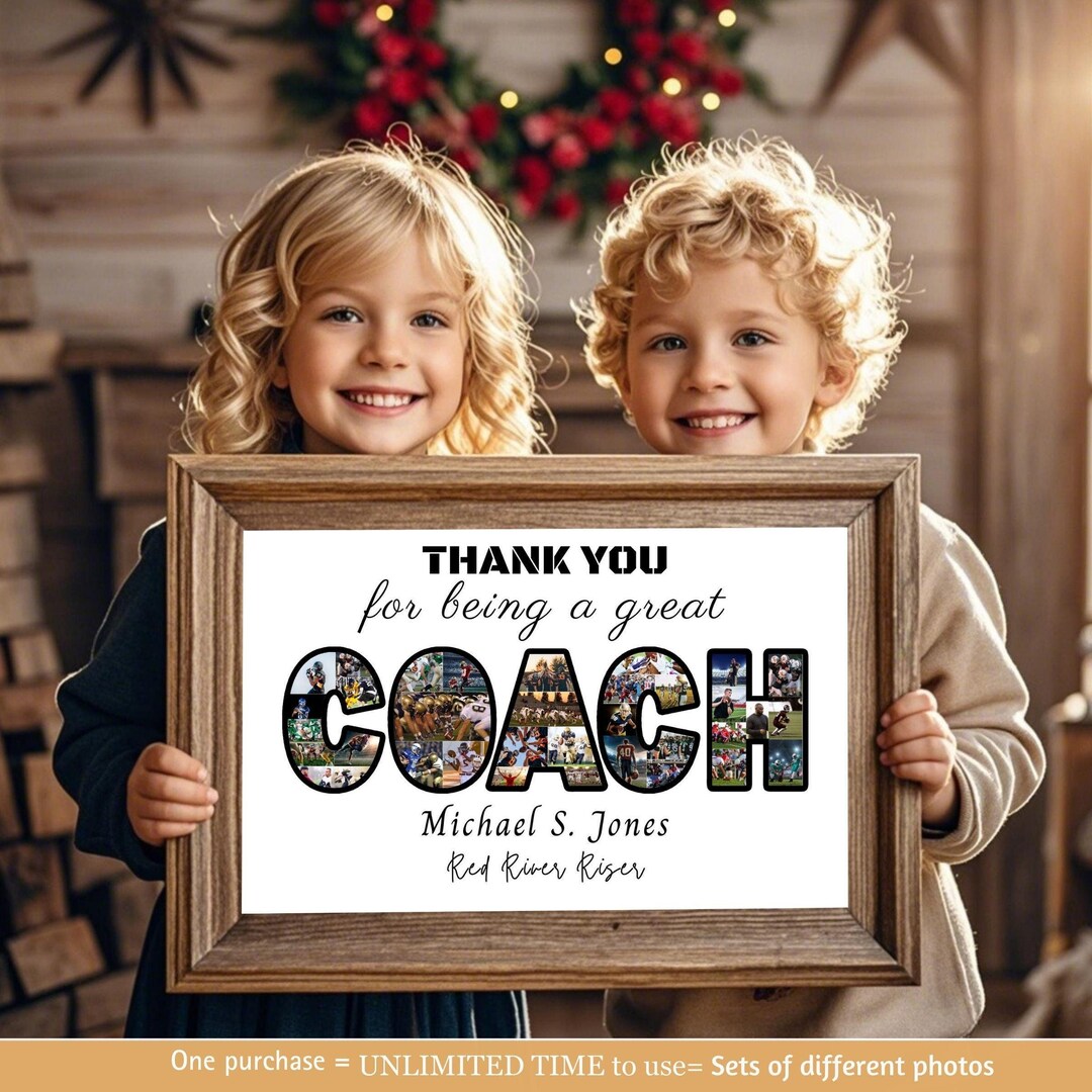 Benutzerdefinierte Dankeschön-Coach Foto Collage editierbare Vorlage ...