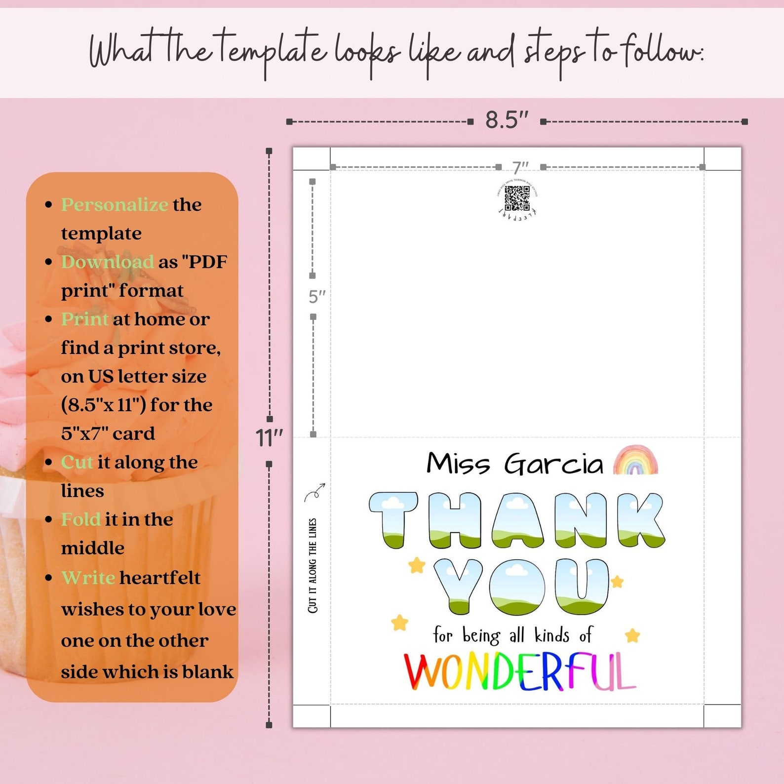 Personalized Thank You Teacher Card Printable Thank You for Being a ...