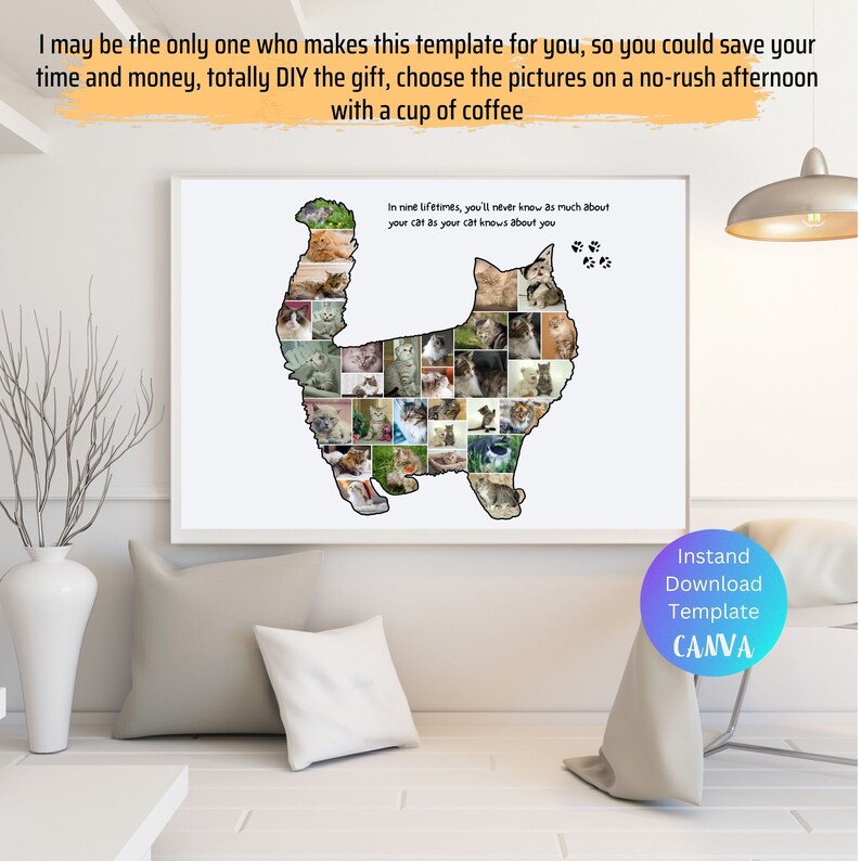 Custom Fluffy Cat Photo Collage Template Cat Lovers Gift - Etsy