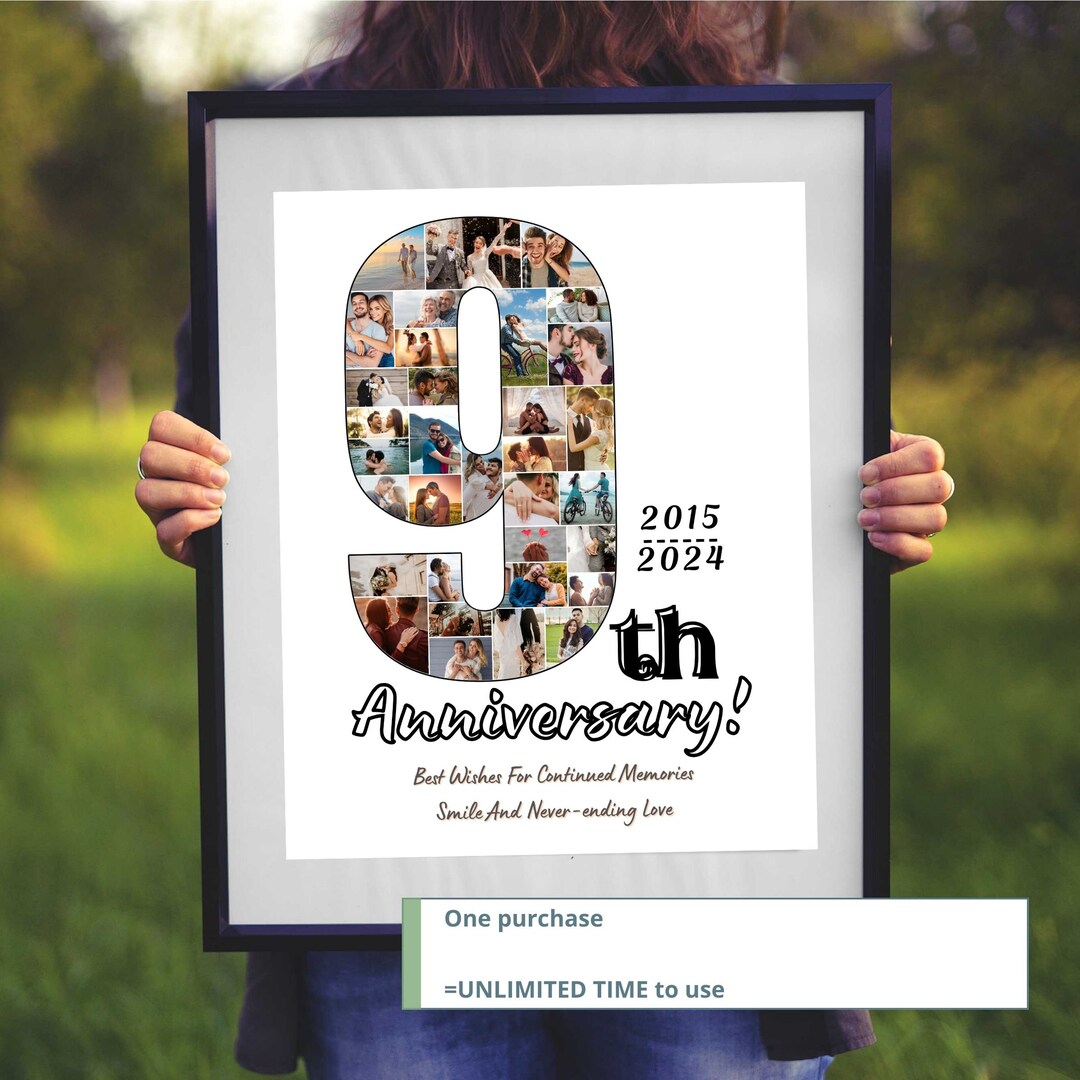 Custom 9th Anniversary Picture Collage Template Personalized 9th ...