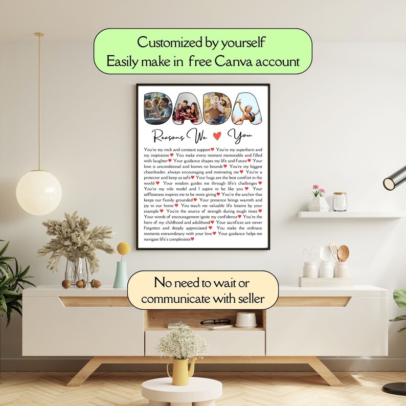 Custom Reasons We Love DADA Photo Collage Template Personalized Father ...
