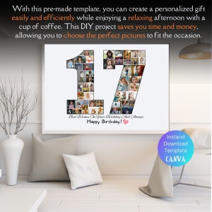 17th Birthday Photo Collage, Personalized 17th Picture Collage Template ...
