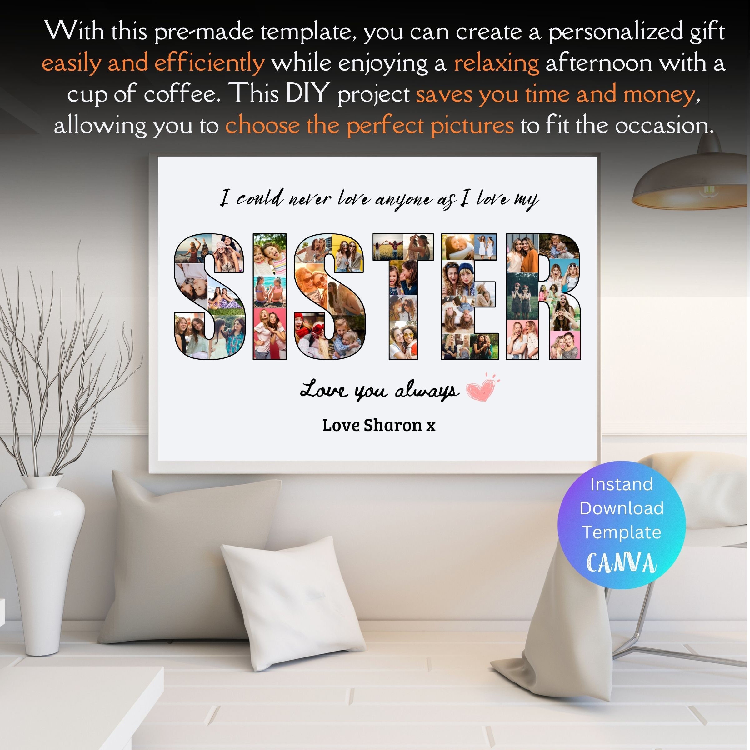 Custom Sister Photo Collage Template Personalized Gift for Sister ...