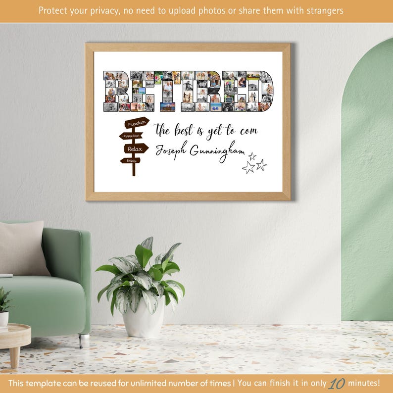 Custom Retired Photo Collage Template Retirement Picture Collage ...
