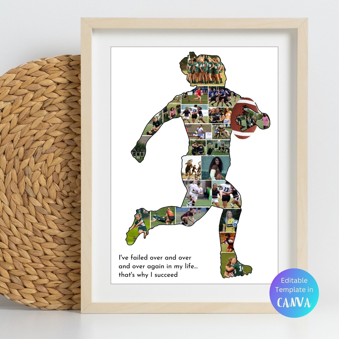 Custom Rugby Girl Photo Collage Template Personalized Rugby Woman ...