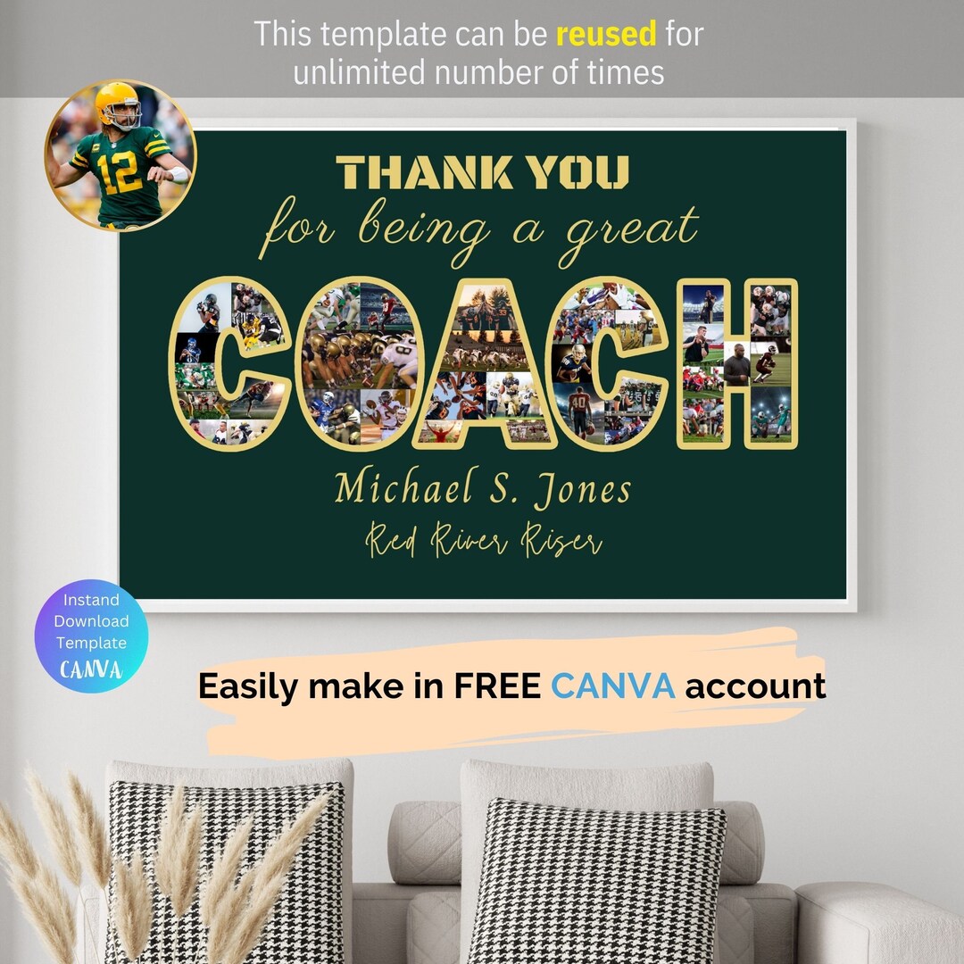 Custom Thank You Coach Photo Collage Editable Template Basketball ...