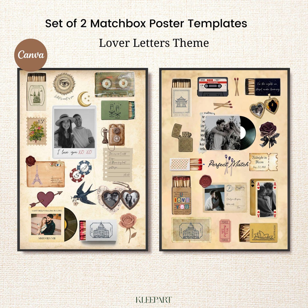 Lover Letters Matchbox Poster Template | Printable Vintage Love Letter ...