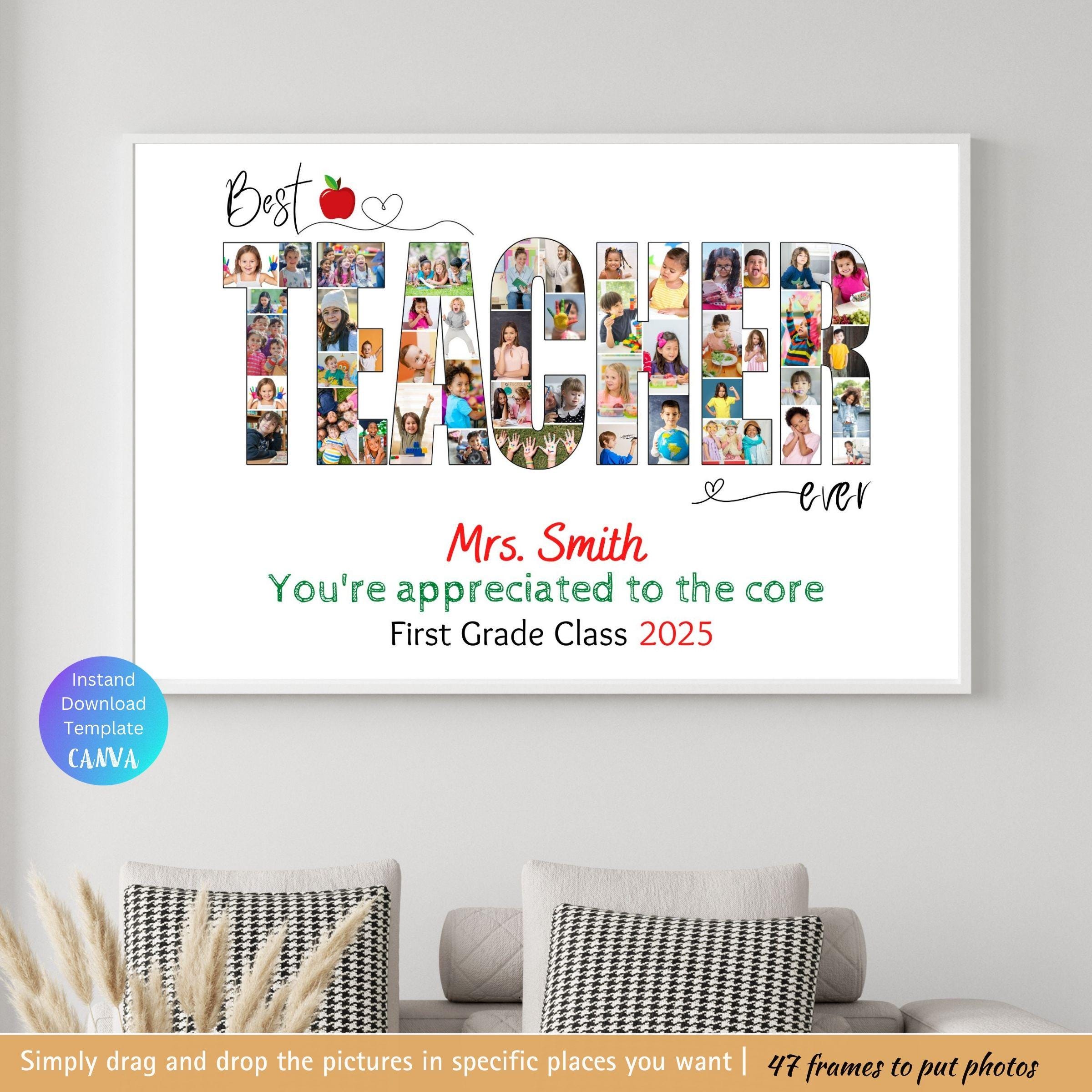 Personalized Apple Teacher Photo Collage Template Editable Teacher ...