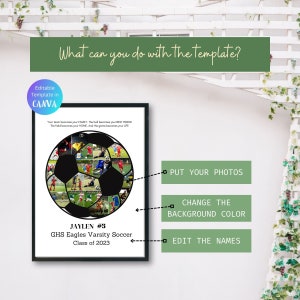 Custom Football Photo Collage Template Personalized Senior Soccer Gifts ...