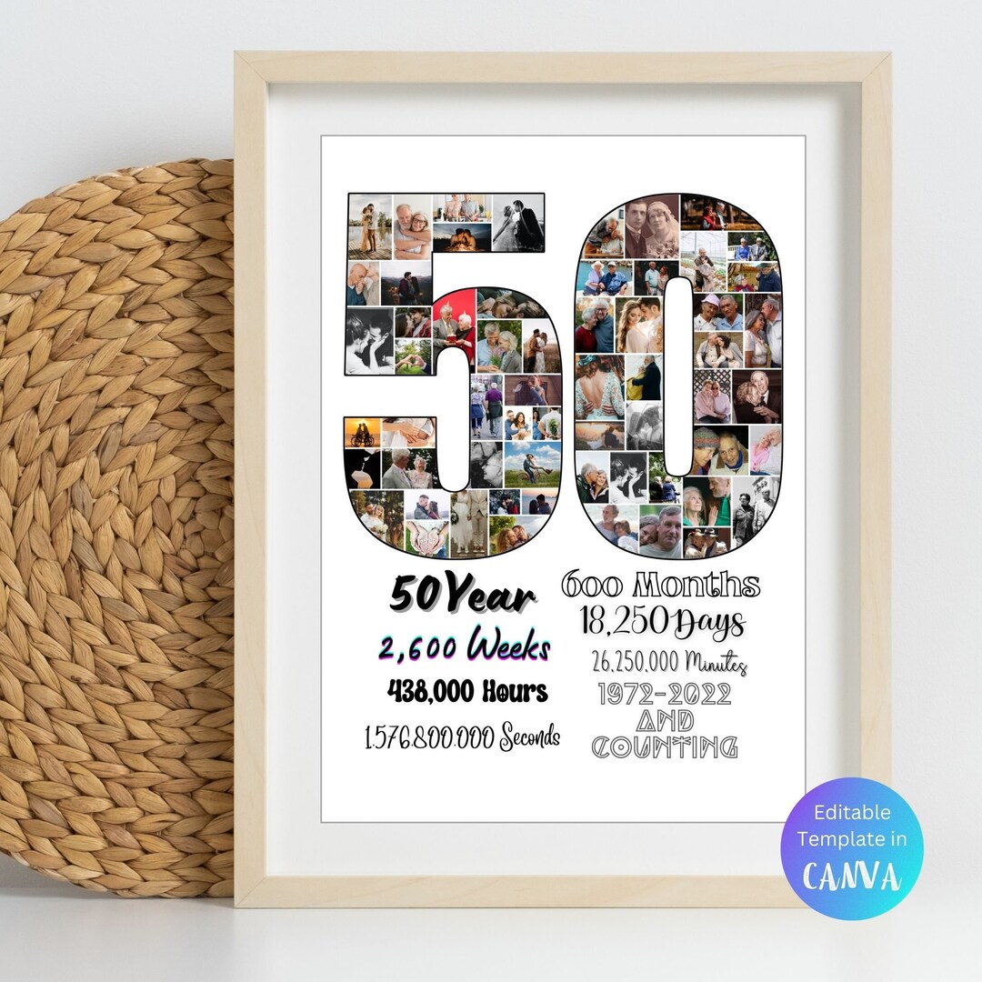 Custom 50th Anniversary Photo Collage Template Personalized - Etsy