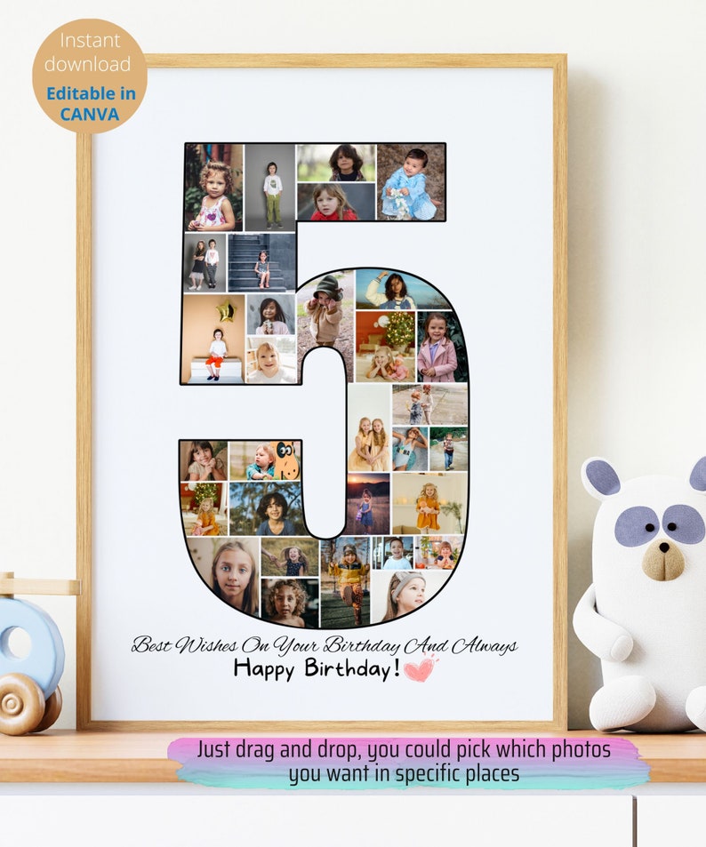 Custom 5th Birthday Photo Collage Personalized 5th Picture - Etsy