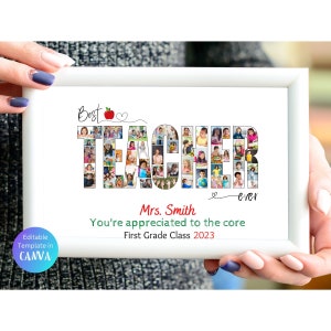 Personalized Apple Teacher Photo Collage Template Editable Teacher ...