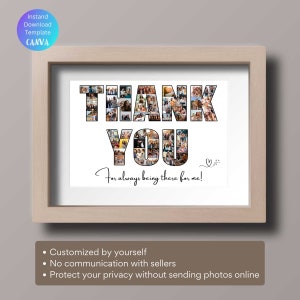 Custom Thank You Photo Collage Personalized Editable Template Gift for ...