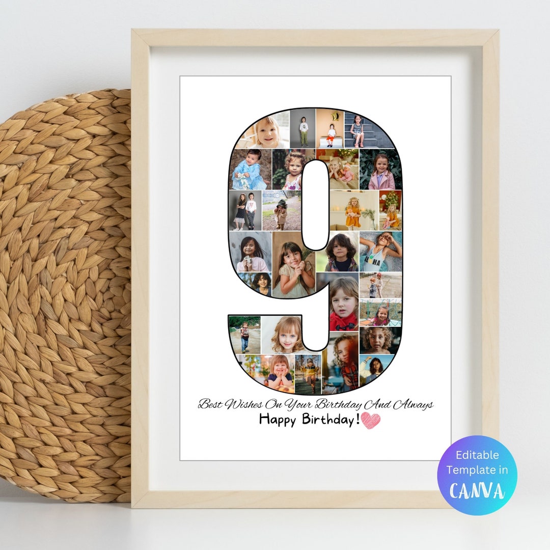 Custom 9th Birthday Photo Collage, Personalized 9th Picture Collage ...
