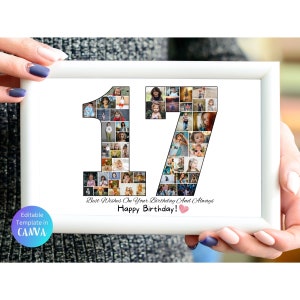 17th Birthday Photo Collage, Personalized 17th Picture Collage Template ...